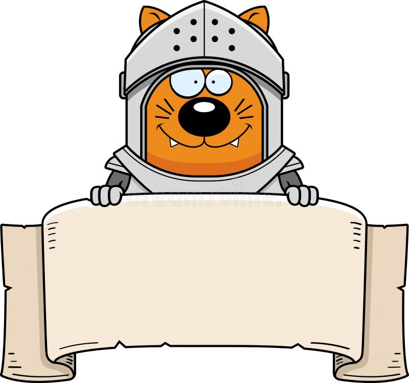Historieta Cat Knight Banner Ilustración del Vector - Ilustración de ...