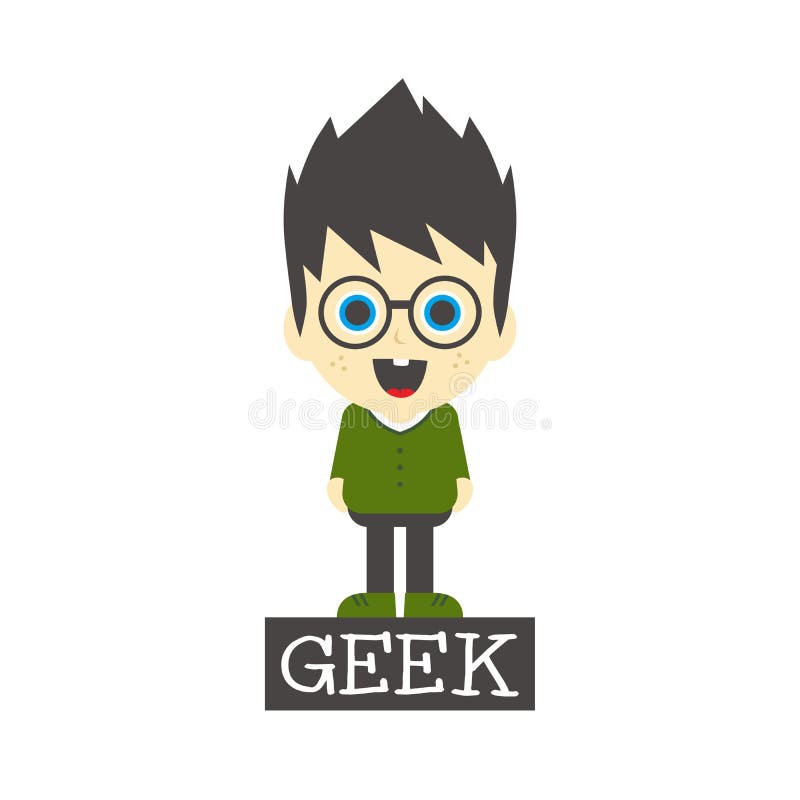 Personaje De Dibujos Animados Del Friki Ilustración del Vector ...