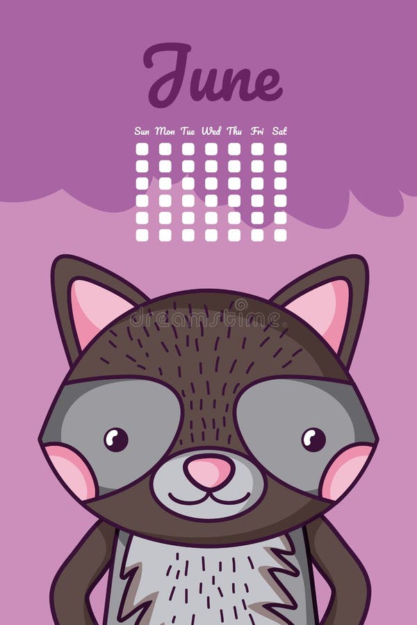 Historieta Linda Del Calendario Del Mapache Ilustración del Vector ...