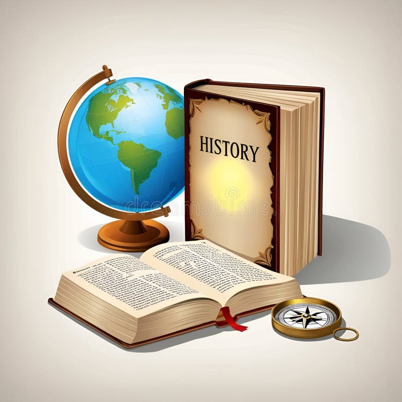 A History Book with World Globe and Compass, Learn History School Text ...