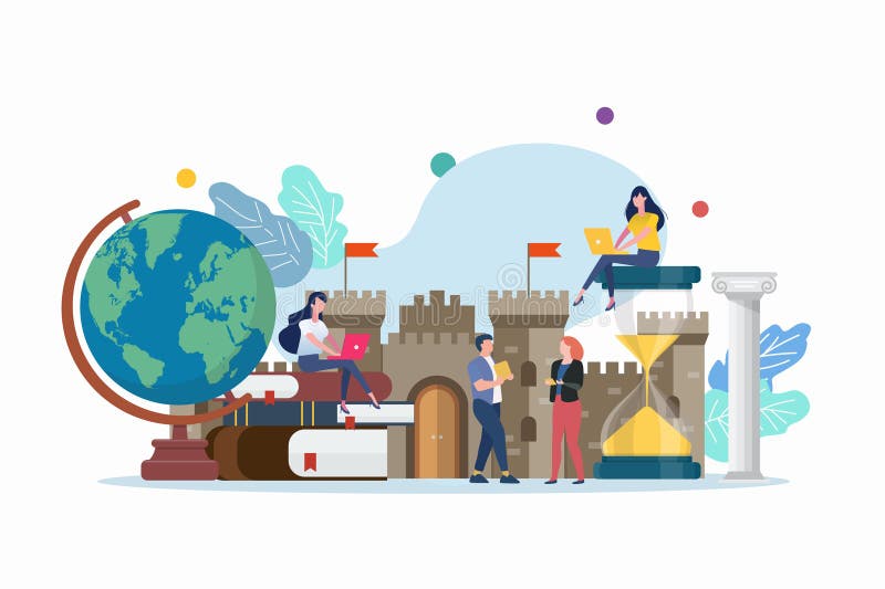 History Class with Miniature People Stock Illustration - Illustration ...