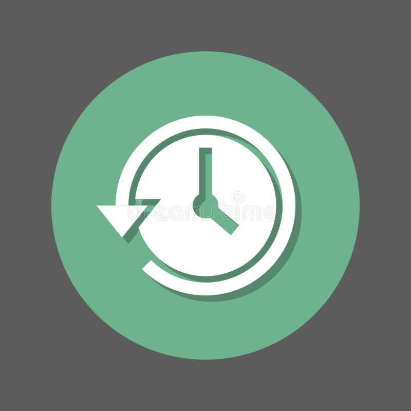 History, Clock with Arrow Around Flat Icon. Round Colorful Button ...