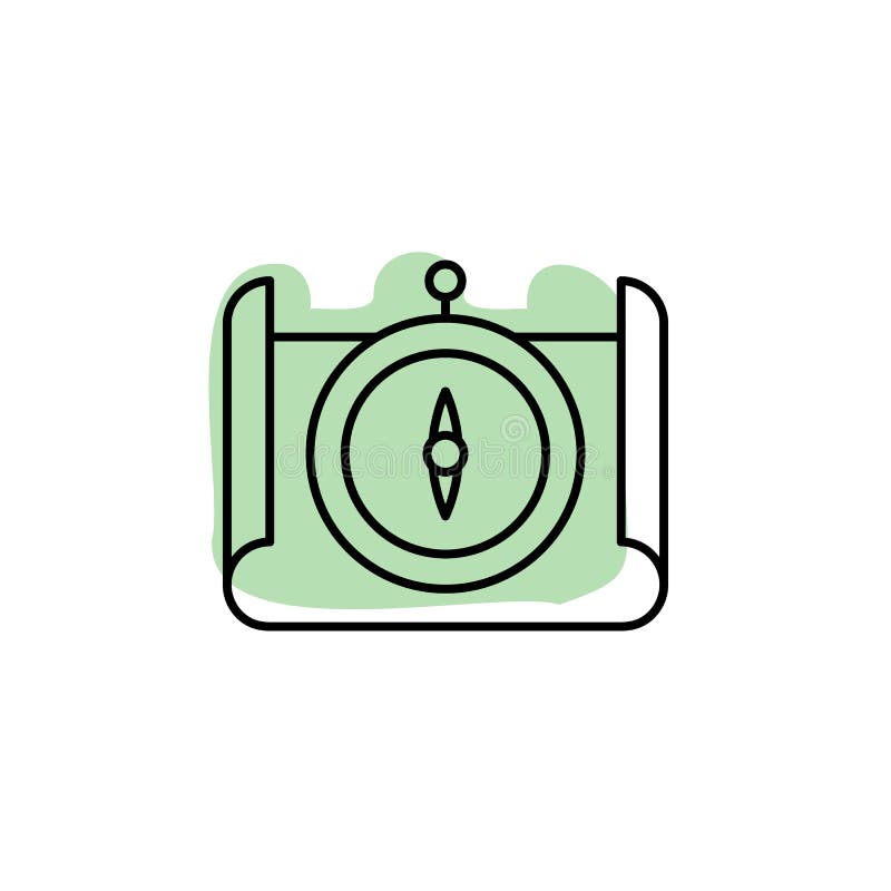 History, Compass, Map with Color Shadow Vector Icon in History Set ...