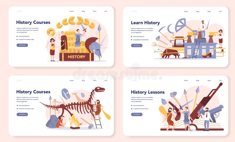 History Concept Web Banner or Landing Page Set. History School Stock ...