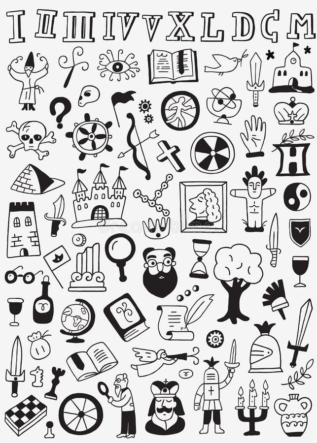 History doodles set stock vector. Illustration of time - 89916476