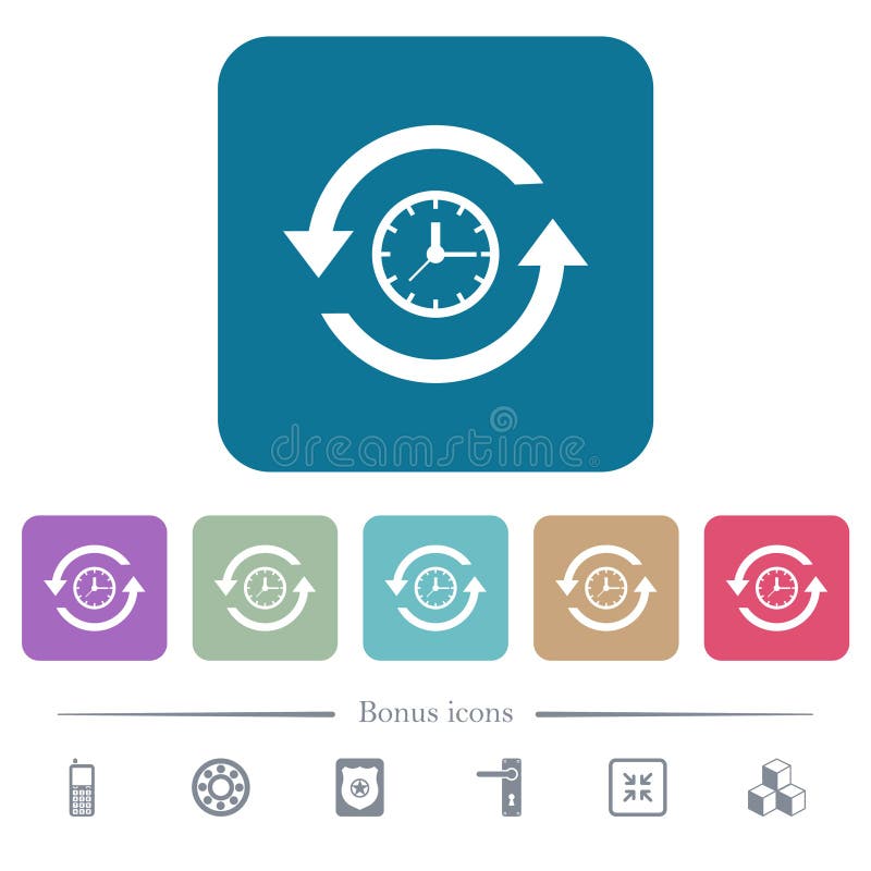 History Flat Icons on Color Rounded Square Backgrounds Stock Vector ...