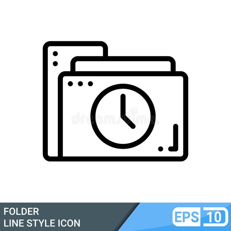 History Folder in Line Style Icon Stock Vector - Illustration of flat ...