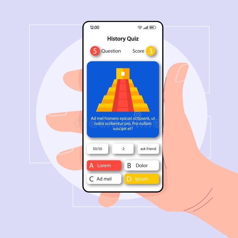History Knowledge Check Smartphone Interface Vector Template. Mobile ...