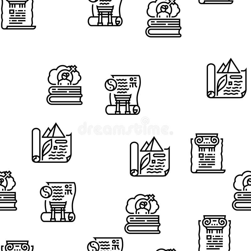 History Seamless Pattern in Vintage Style. Education, Religion and Old ...