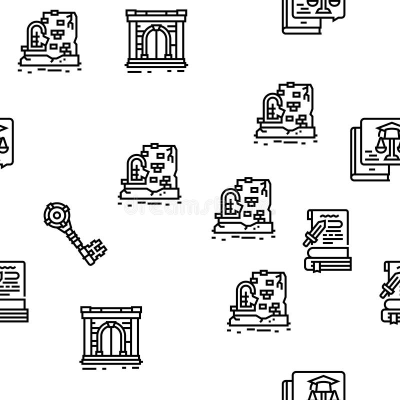 History Seamless Pattern in Vintage Style. Education, Religion and Old ...