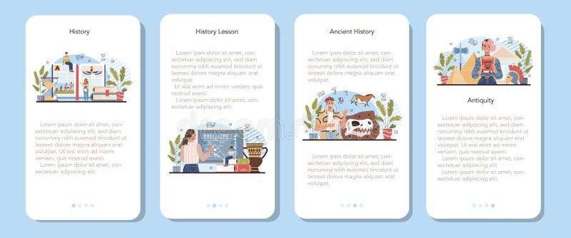 History Lesson Mobile Application Banner Set. History School Subject ...