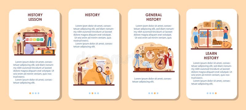 History Lesson Mobile Application Banner Set. History School Subject ...