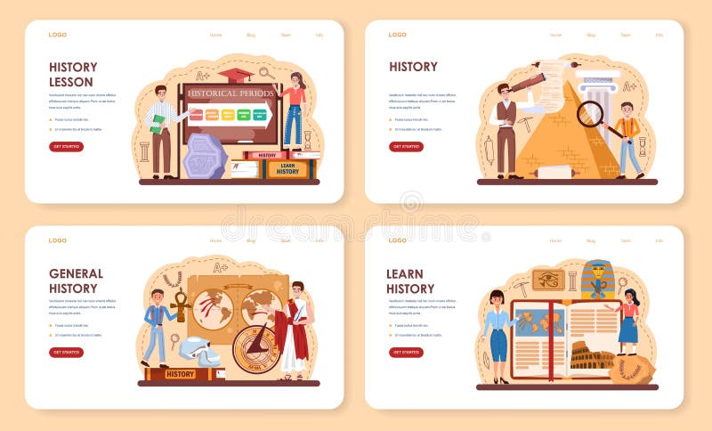 History Lesson Web Banner or Landing Page Set. History School Subject ...