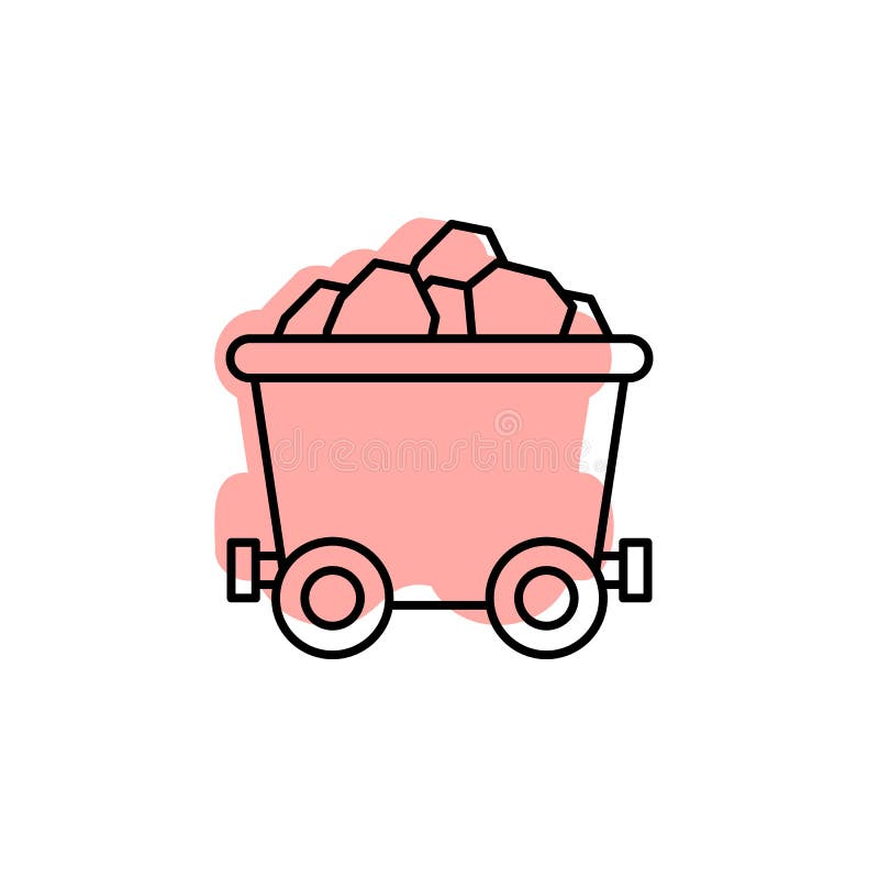 History, Mine Cart with Color Shadow Vector Icon in History Set Stock ...