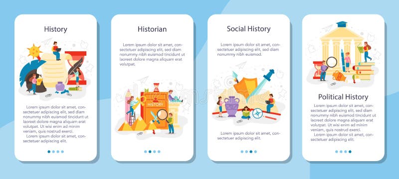 History Mobile Application Banner Set. History School Subject Stock ...