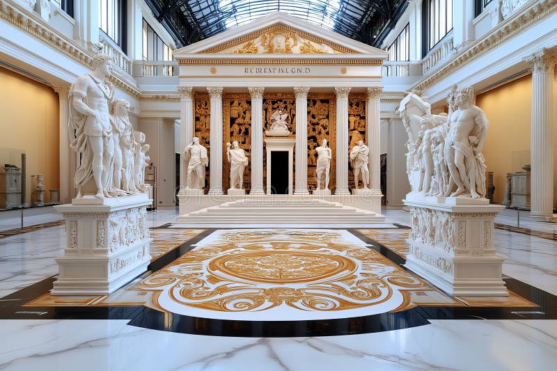 History Museum Exhibit on Ancient Rome with Statues and Architectural ...