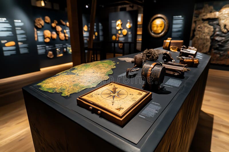 History Museum Exhibit on the History of Exploration with Maps and ...