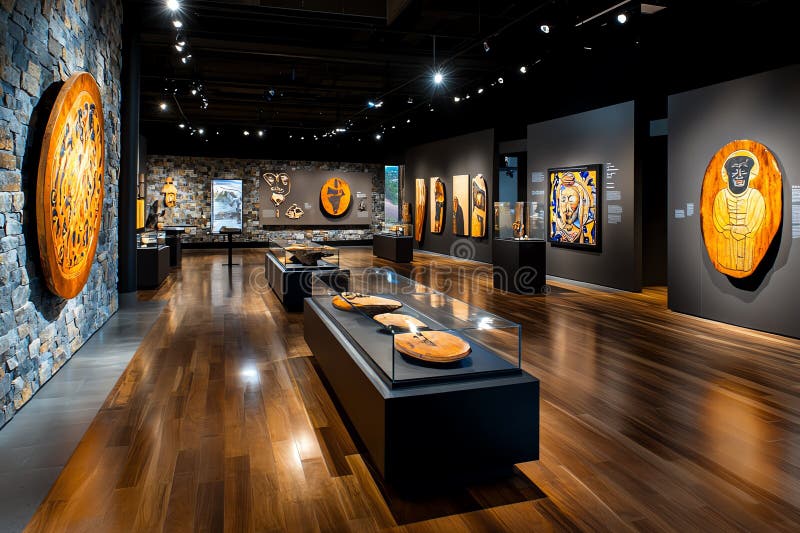 History Museum Gallery with Interactive Displays on Historical Figures ...