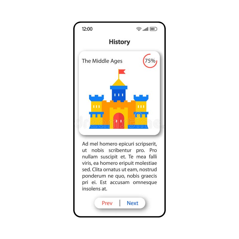History for Pupils Smartphone Interface Vector Template. Mobile App ...