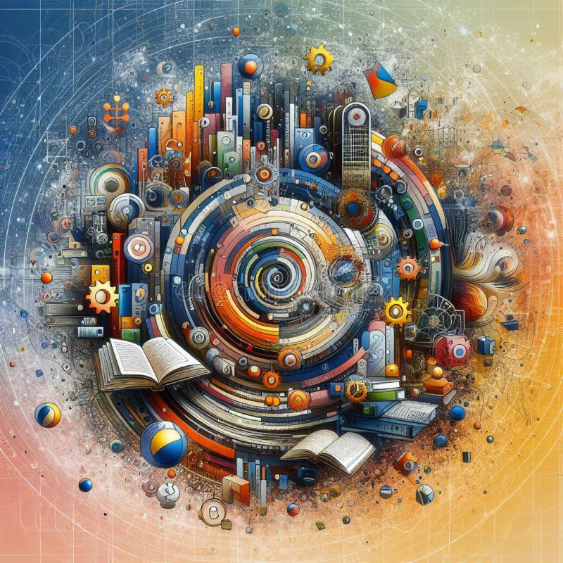 The World of Technologies and Knowledge. Stock Illustration ...