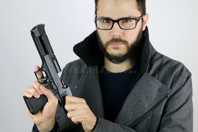 Hit Man stock photo. Image of dangerous, crime, pistol - 48271016