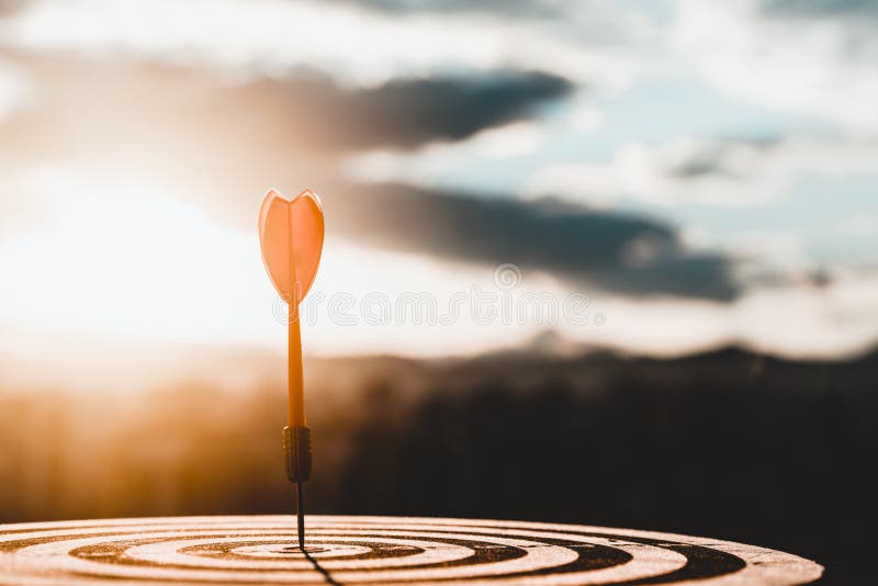 Hit the Target with an Arrow and Sunset Stock Photo - Image of ...