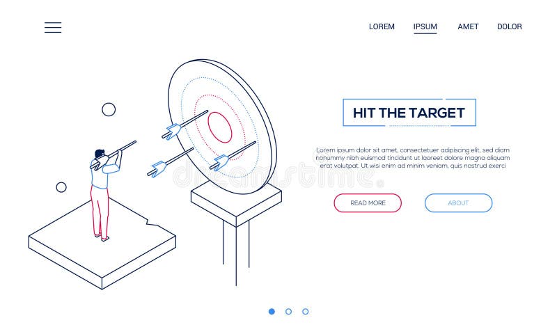 Hit the Target - Line Design Style Isometric Web Banner Stock Vector ...