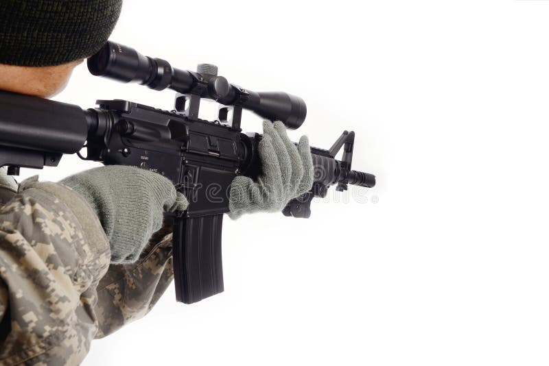 Hit the target. stock image. Image of soldier, marine - 36962097