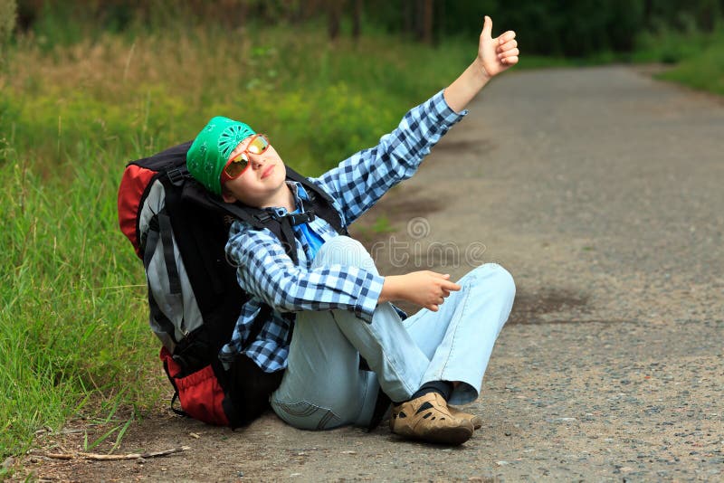 Hitch-hiking stock image. Image of active, male, road - 22026375