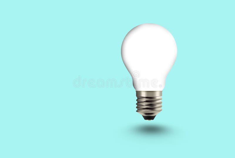 Hite Light Bulb in Bright Blue Background. Three-dimensional Light-bulb ...