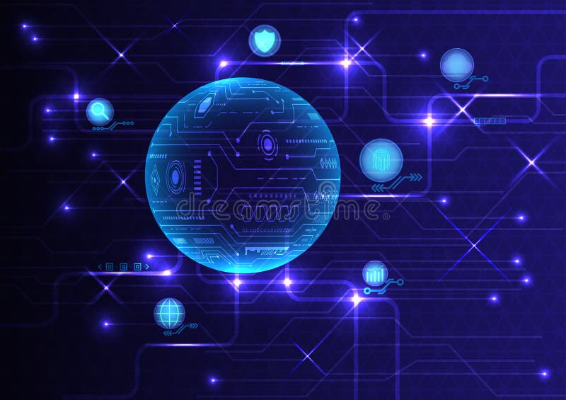 The Hitech Globe Circle Has a Circuit on the Surface about the Security ...