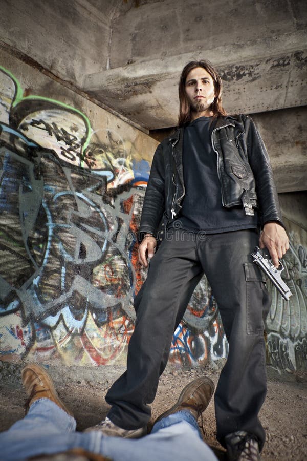 Hitman Standing Over Dead Victim Stock Image - Image of dealer, corpse ...