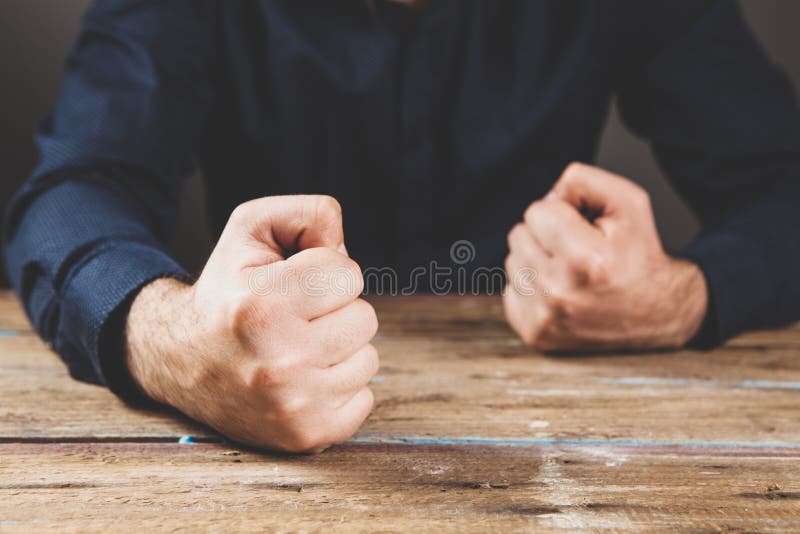 Hits the Table with His Fist Stock Photo - Image of rage, furious ...
