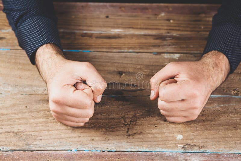 Hits the Table with His Fist Stock Image - Image of people, male: 217837101