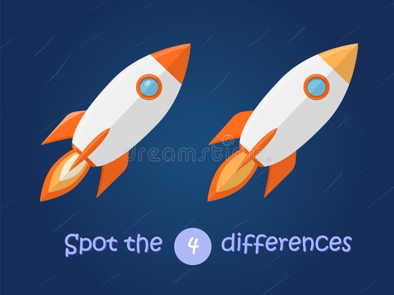 Hitta Skillnaden Mellan Flygande Raketer Vektor Illustrationer ...