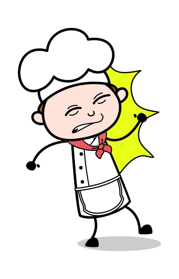 Hitted by - Cartoon Waiter Male Chef Vector Illustration Stock ...
