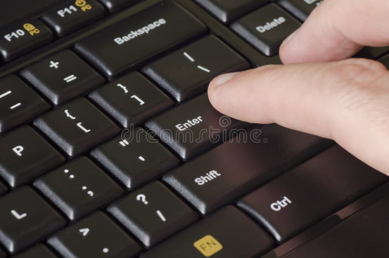 Hitting Enter on Computer Keyboard Stock Image - Image of close, finger ...