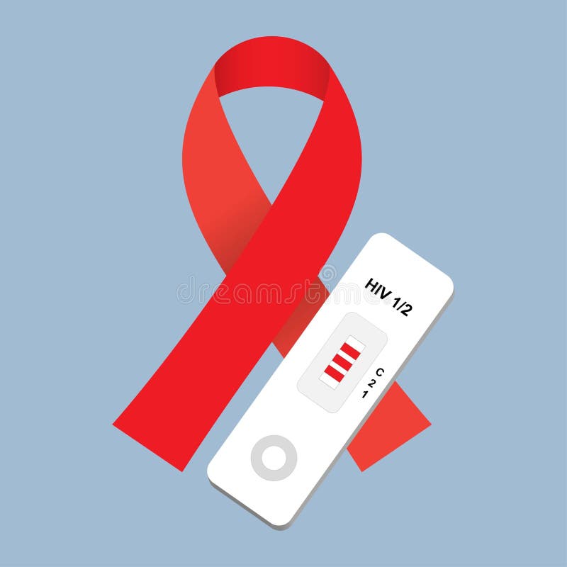Red Ribbon with HIV Test, HIV Awareness Concept Stock Vector ...