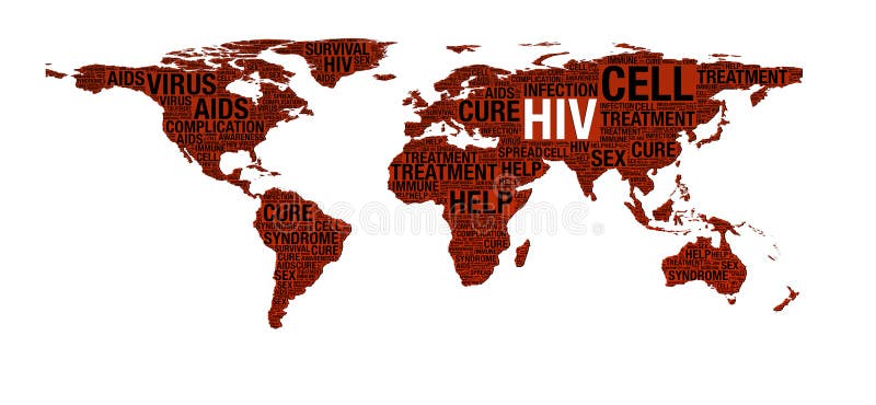 HIV or AIDS Concept on World Map Stock Illustration - Illustration of ...