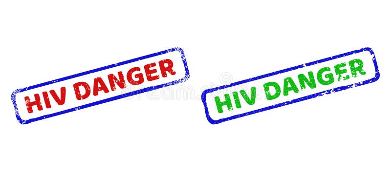 Hiv Danger Bicolor Rough Rectangle Seals With Corroded Surfaces Stock
