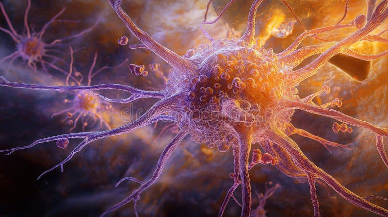 HIV Virus Attacking a T-cell in the Human Body. 5 Stock Image - Image ...