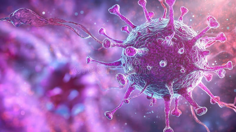 HIV Virus Attacking a T-cell in the Human Body. 5 Stock Image - Image ...