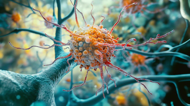 HIV Virus Attacking a T-cell in the Human Body. 5 Stock Image - Image ...