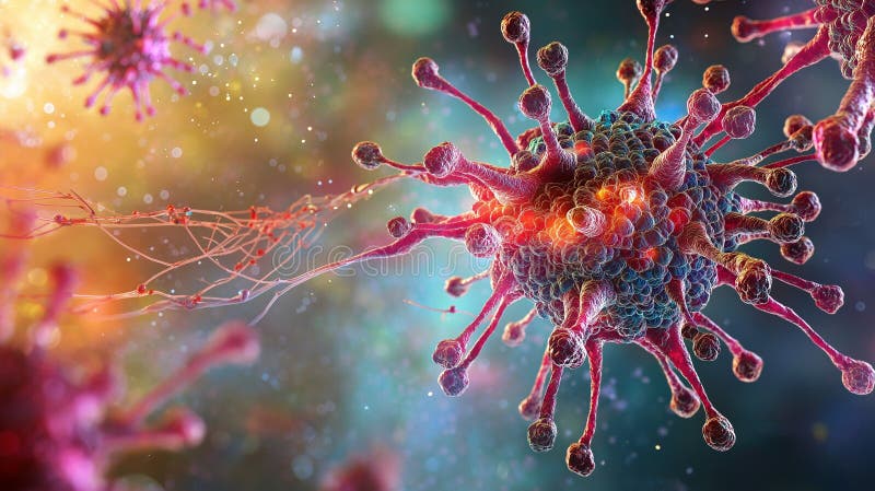 HIV Virus Attacking a T-cell in the Human Body. 5 Stock Photo - Image ...