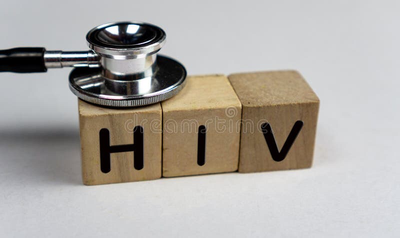 HIV Word on Wood Cube Block with Stethoscope Stock Image - Image of ...