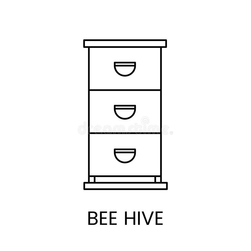 Hive Bees Icon Line in Vector, Illustration of Bee Hive for Beekeeping ...