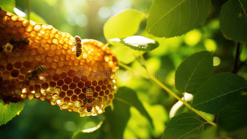 Hive honeycomb gold stock illustration. Illustration of nature - 389128737