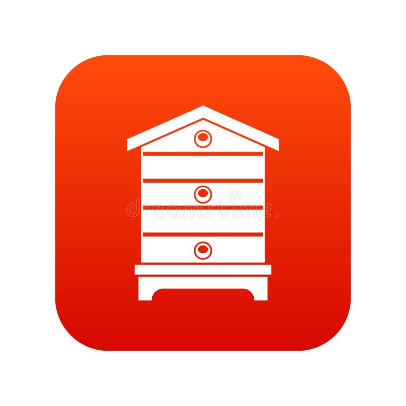 Hive icon digital red stock vector. Illustration of agriculture - 108385534