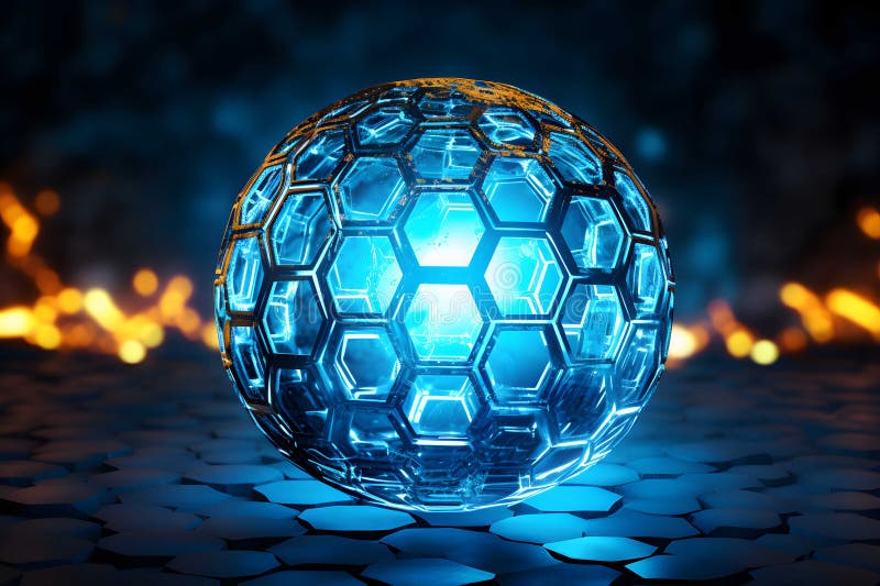 Hive Pattern Wrap Earth Sphere Blue Neon Digital Element, Generated AI ...