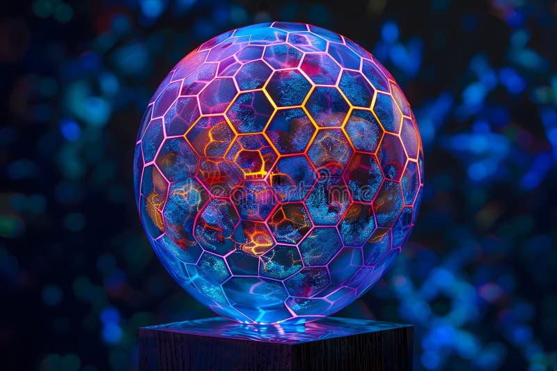 Hive Pattern Wrap Earth Sphere,blue Neon,digital Element by Generative ...